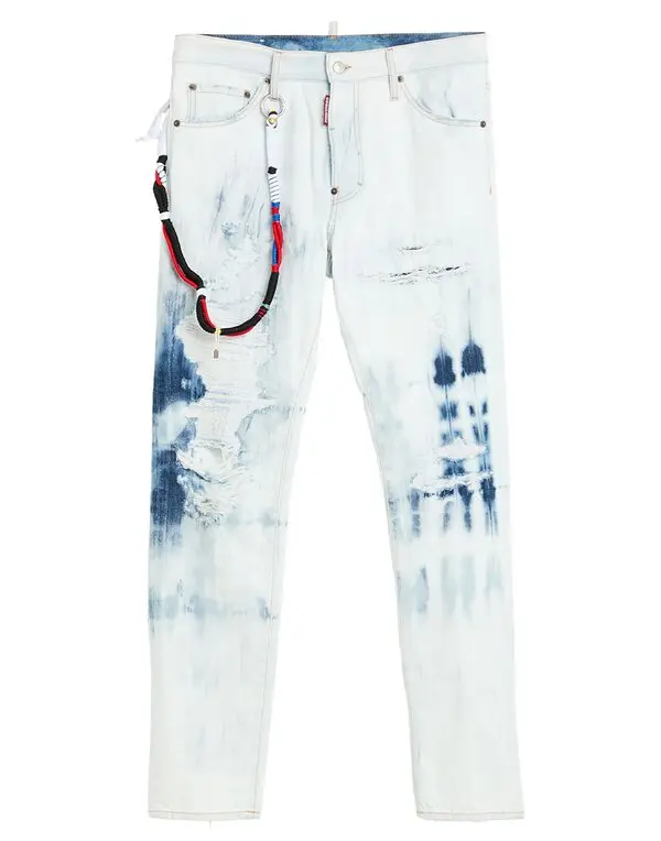 Dsquared2 Skinny Jeans With Leather Trims