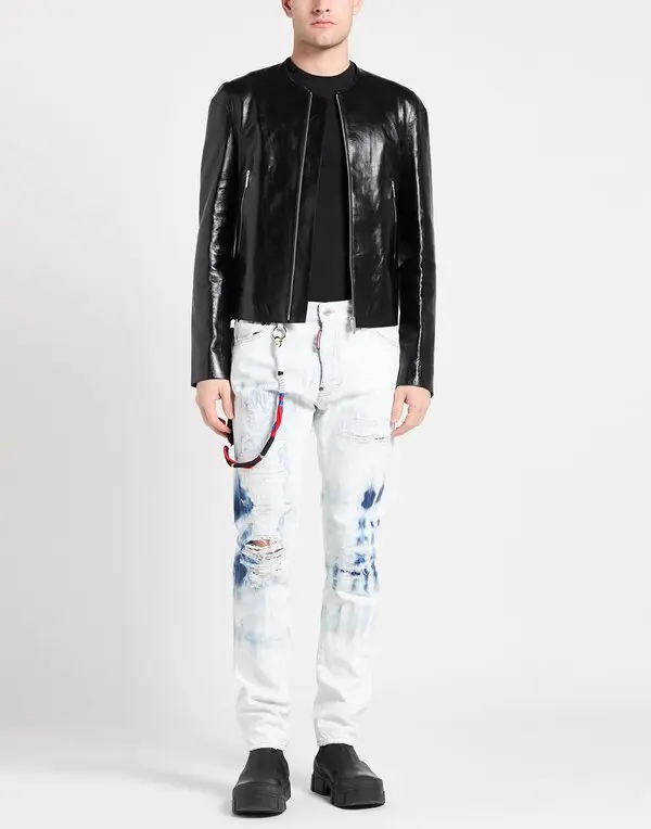Dsquared2 Skinny Jeans With Leather Trims