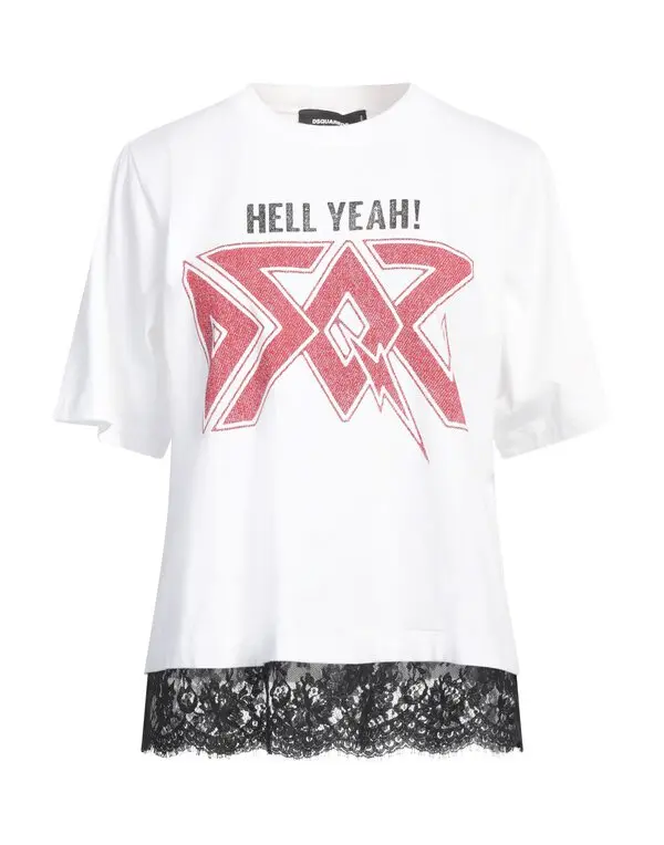 Dsquared2 Printed T-shirt With Lace - White