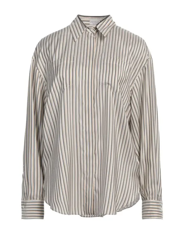 Brunello Cucinelli Striped Poplin Shirt - Beige