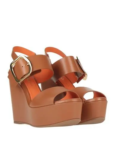 Santoni Leather Wedge Sandals