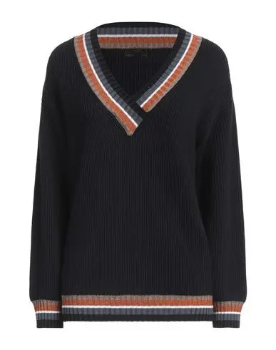 MOORER Striped V-neck Sweater - Midnight Blue