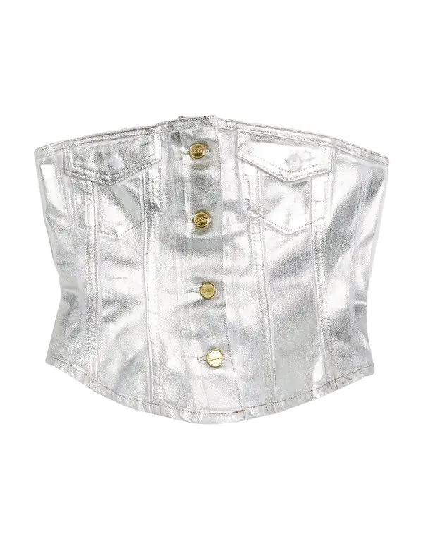 GANNI Organic Cotton Tube Top - Silver