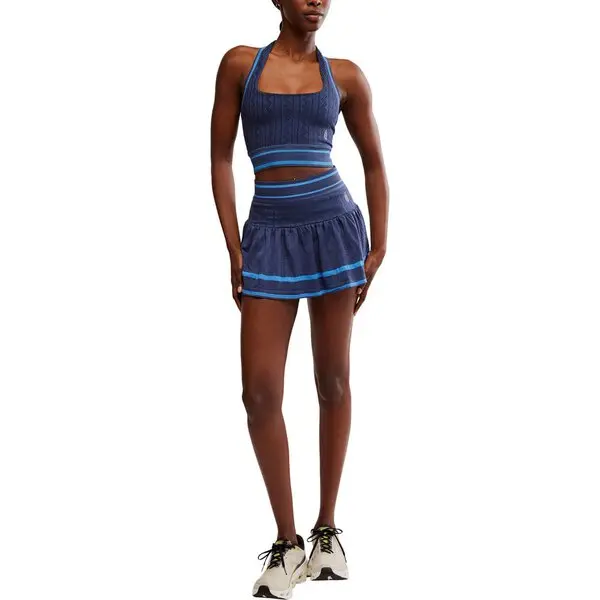 Free People Advantage Halter Top & Miniskirt Set - Navy