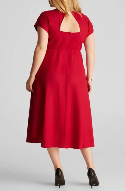 ESTELLE Aubrey Cutout Linen-blend Midi Dress