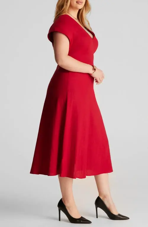 ESTELLE Aubrey Cutout Linen-blend Midi Dress