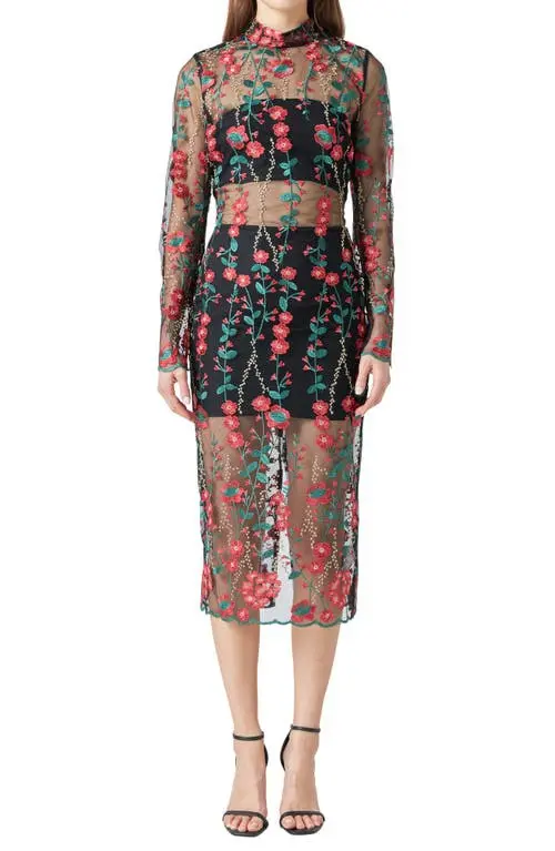 Endless Rose Floral Embroidered Midi Dress