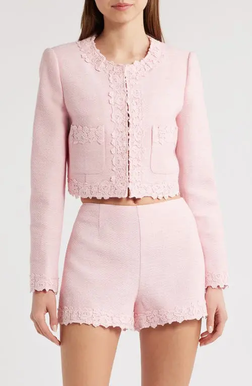 LoveShackFancy Leilana Lace Accent Crop Jacket