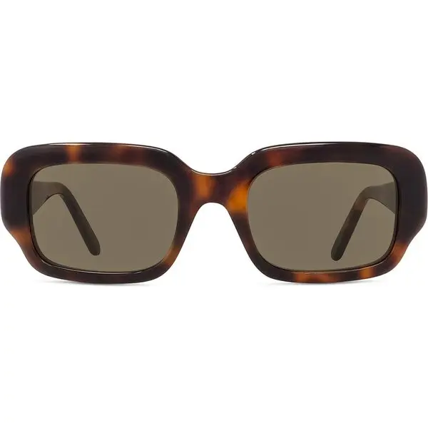 Loewe 51mm Rectangular Sunglasses - Dark Havana / Green