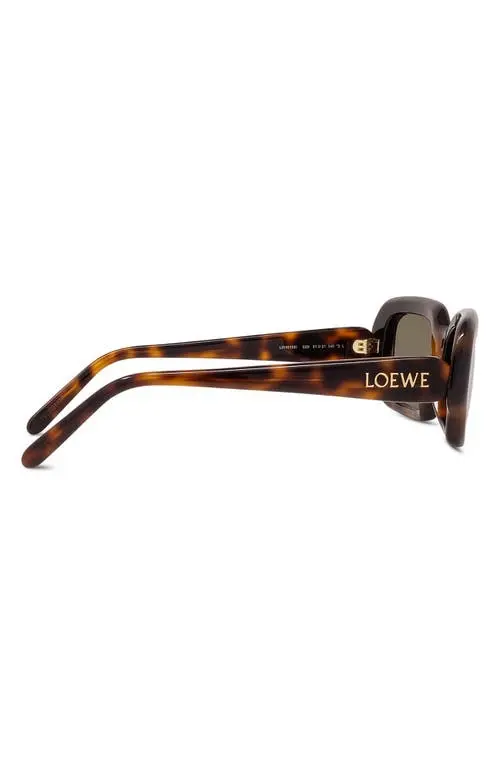 Loewe 51mm Rectangular Sunglasses - Dark Havana / Green