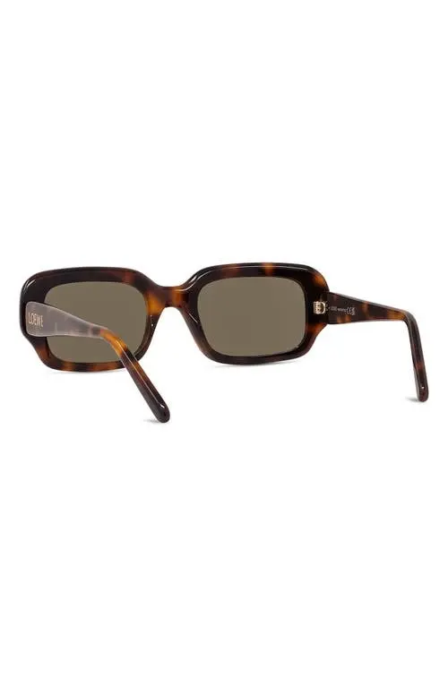 Loewe 51mm Rectangular Sunglasses - Dark Havana / Green