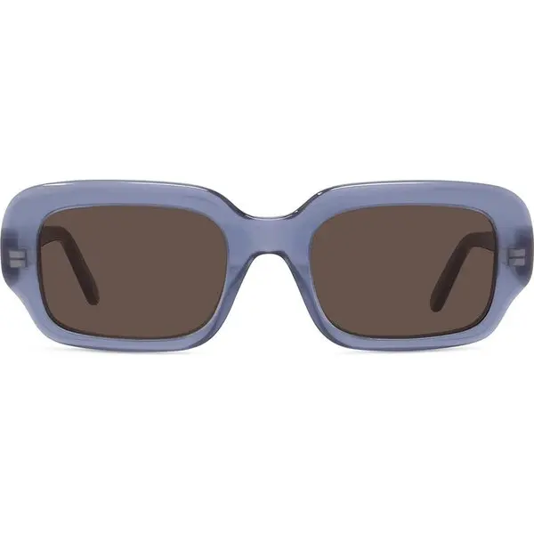 Loewe 51mm Rectangular Sunglasses - Shiny Light Blue / Brown