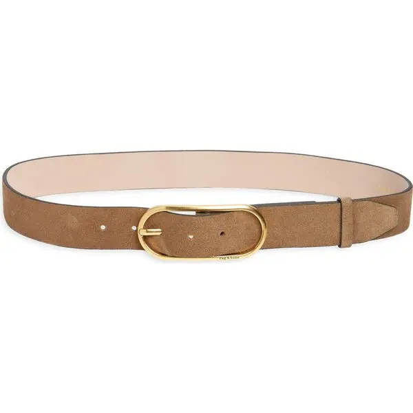 Rag & Bone Rounded Rebound Leather Belt - Camel