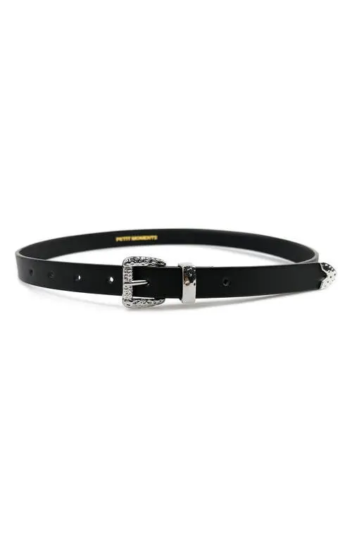 PETIT MOMENTS Ennis Faux Leather Belt - Black/ Silver