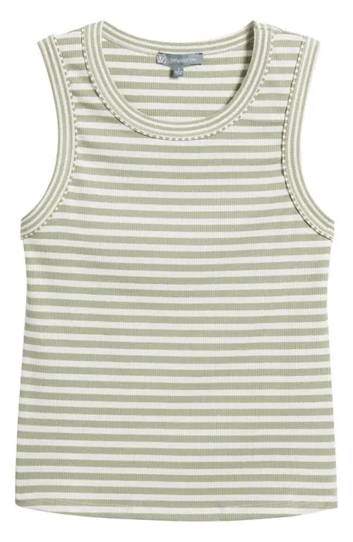 Wit & Wisdom Stripe Rib Tank - Sage/ Off White