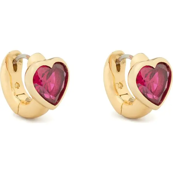 Kate Spade New York Asscher Cut Huggie Hoop Earrings - Ruby/ Gold