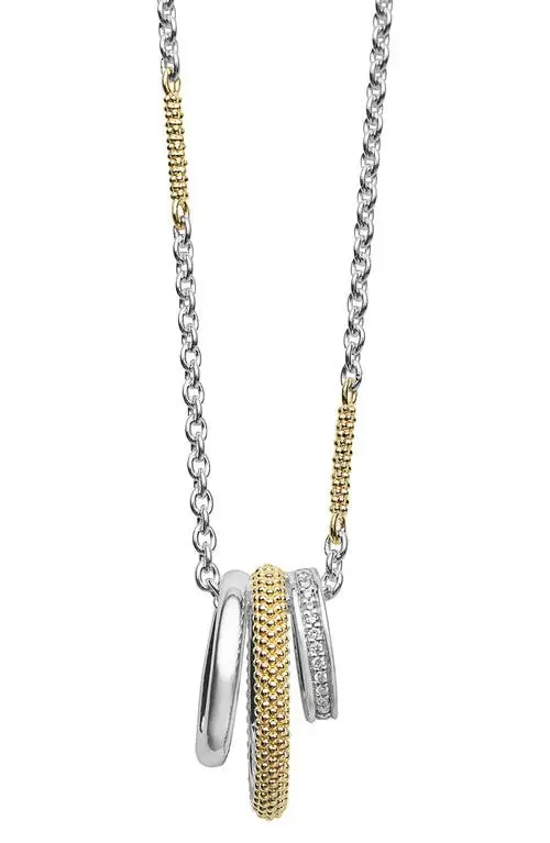 Lagos Caviar Lux Pavé Diamond Pendant Necklace