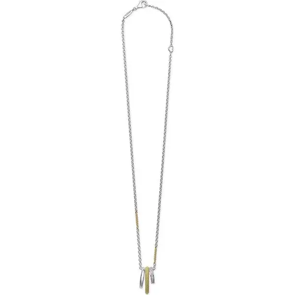 Lagos Caviar Lux Pavé Diamond Pendant Necklace In Sterling Silver And 18k Gold - Two-tone
