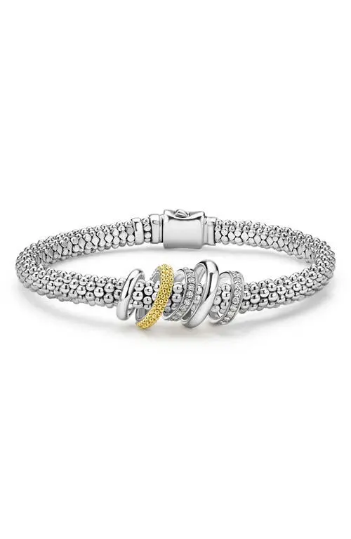 Lagos Caviar Lux Pavé Diamond Rope Bracelet In Sterling 18k Gold, And Diamonds - Silver