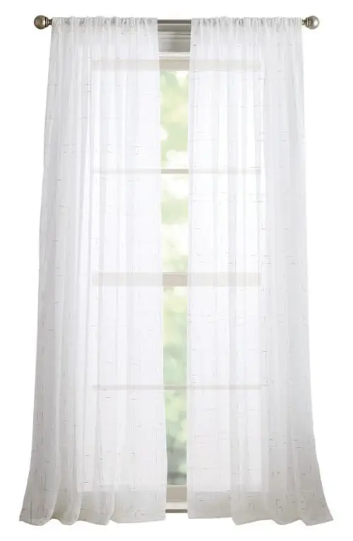 Dkny Metallic Grid Set Of 2 Curtain Panels - White/ Gold
