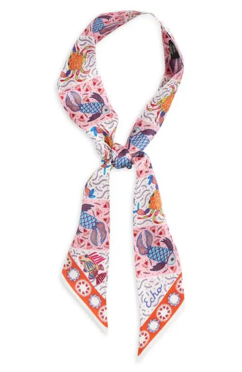 Echo Crabby Silk Ribbon Scarf - Sunkissed Coral