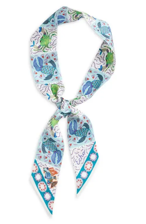 Echo Crabby Silk Ribbon Scarf - Turquoise