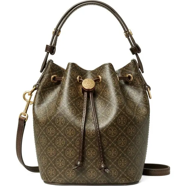 Tory Burch T Monogram Coated Canvas Bucket Bag