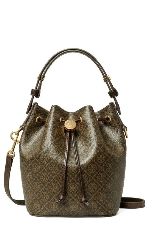 Tory Burch T Monogram Coated Canvas Bucket Bag - French Press