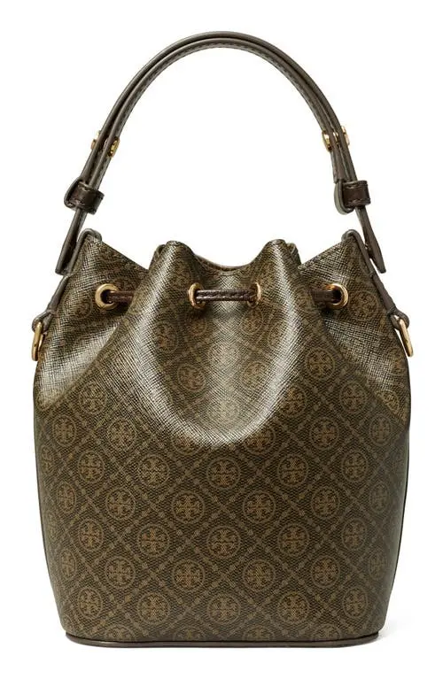 Tory Burch T Monogram Coated Canvas Bucket Bag - French Press