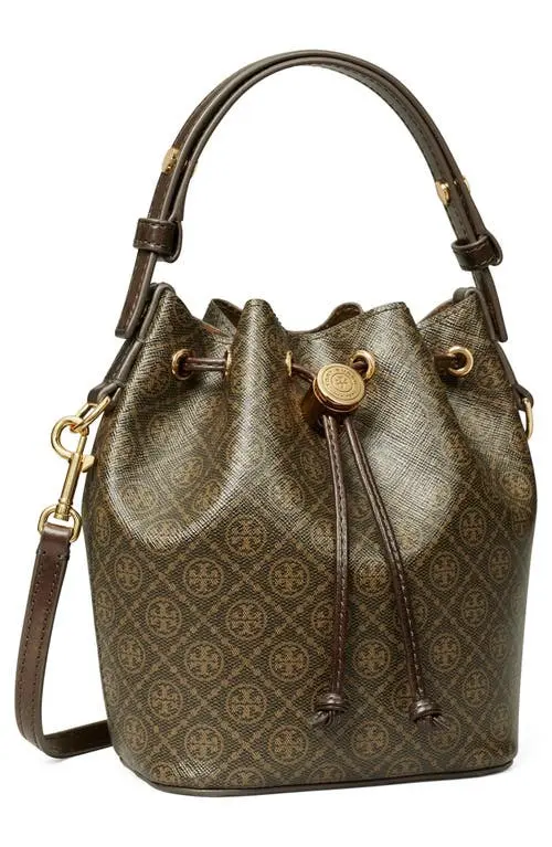 Tory Burch T Monogram Coated Canvas Bucket Bag - French Press