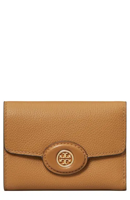 Tory Burch Robinson Small Pebbled Leather Wallet - Tiramisu