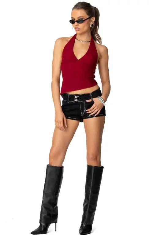 EDIKTED Yazi Star Low Rise Denim Micro Shorts