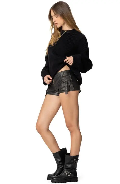 EDIKTED Marleen Oversized Crewneck Cotton Sweater - Black