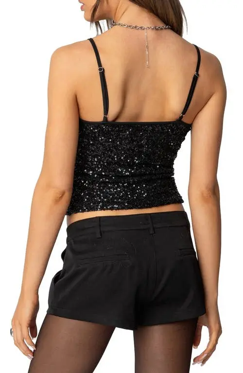 EDIKTED Celene Sequin Camisole - Black