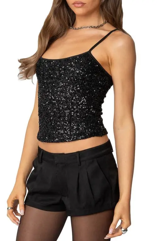 EDIKTED Celene Sequin Camisole - Black
