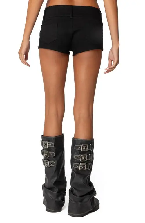 EDIKTED Belted Stretch Cotton Micro Shorts - Black