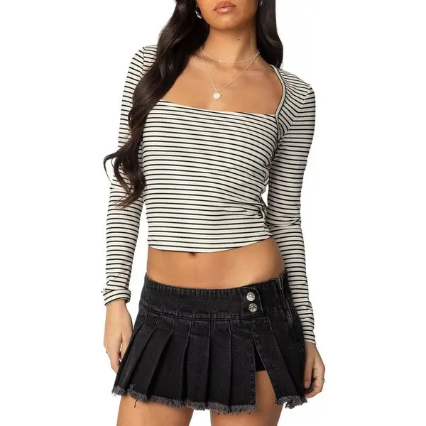 EDIKTED Alex Stripe Long Sleeve Top