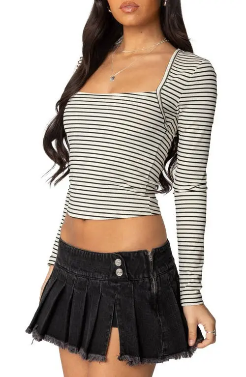 EDIKTED Alex Stripe Long Sleeve Top