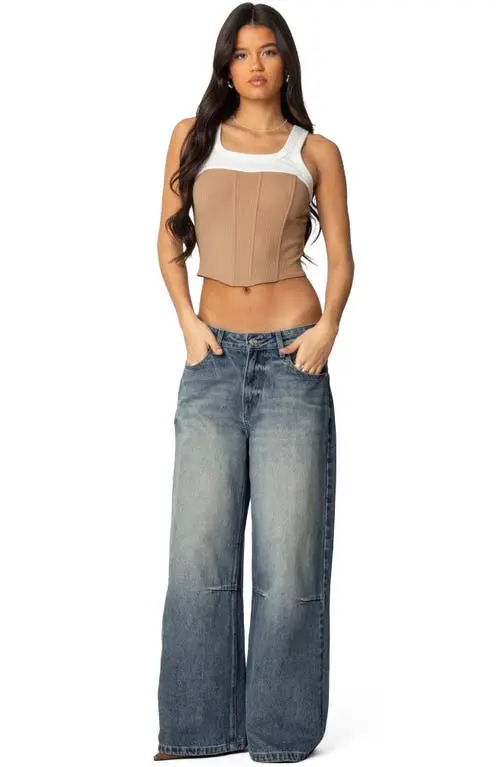 EDIKTED Ila Layered Crop Corset Tank