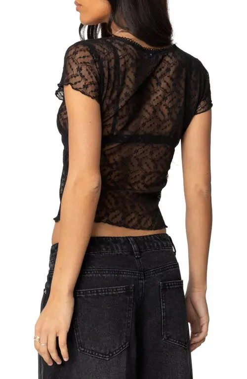 EDIKTED Julie Sheer Lace Crop Top