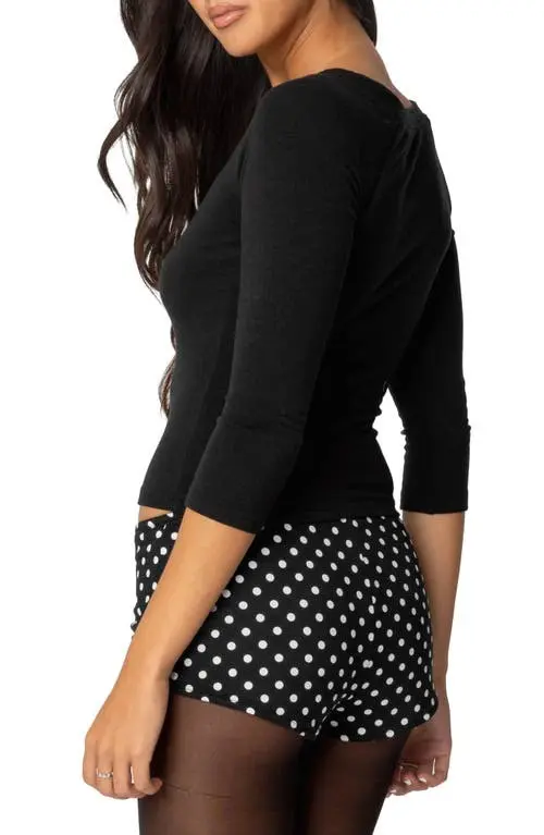 EDIKTED Mary Raglan Sleeve Crop Top - Black