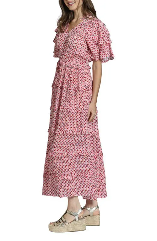 APNY Tiered Ruffle Maxi Dress - Red Multi