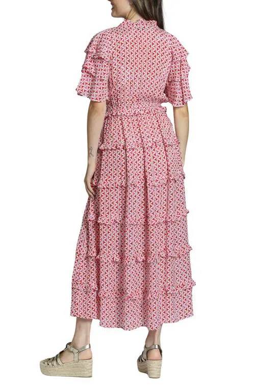 APNY Tiered Ruffle Maxi Dress - Red Multi