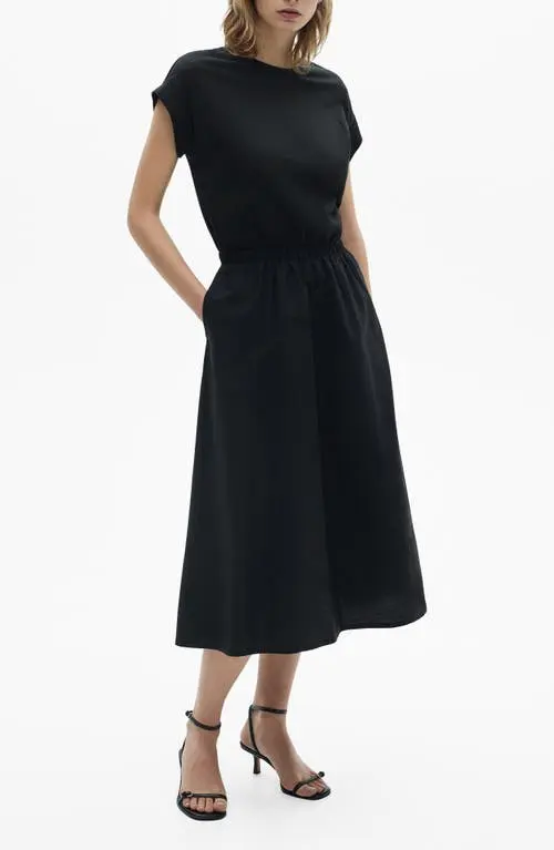 mango black cotton dress MANGO - Strapless Dress with openwork embroidery Black