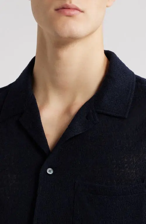 FRAME Wool Blend Terry Button-up Shirt