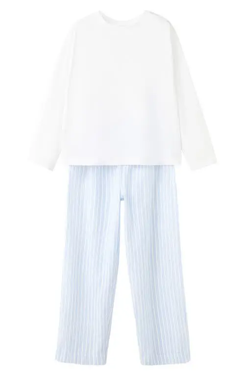 Mango Two-piece Stripe Cotton Pajamas - Blue