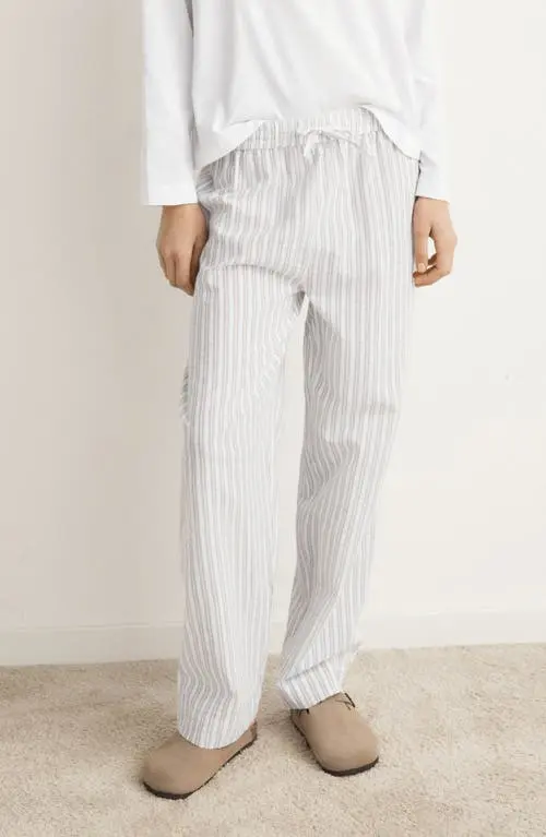 Mango Two-piece Stripe Cotton Pajamas - Grey