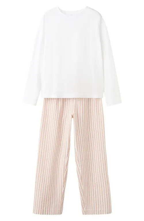 Mango Two-piece Stripe Cotton Pajamas - Russet