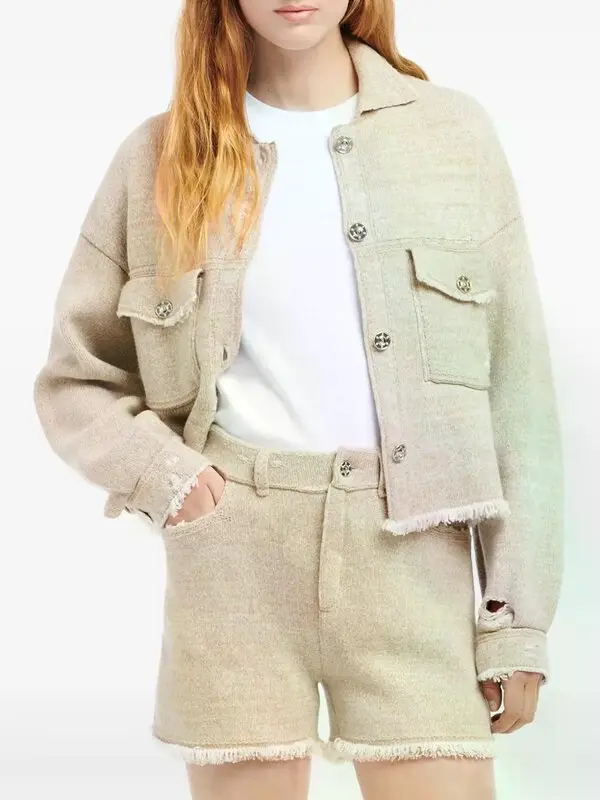 BARRIE Denim Fringed Jacket - Neutrals