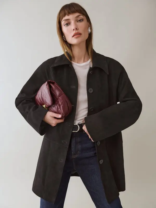 REFORMATION Celine Leather Jacket - Black